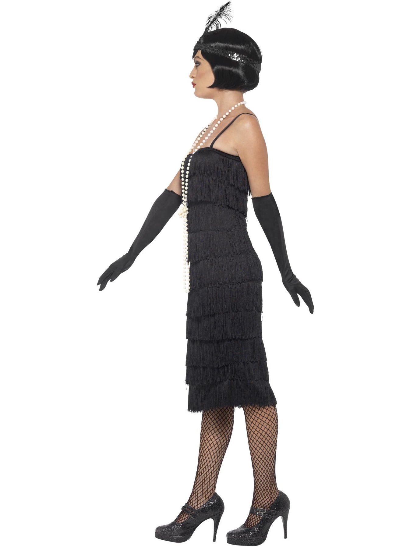 Flapper Costume, Black, with Long Dress – Smiffys