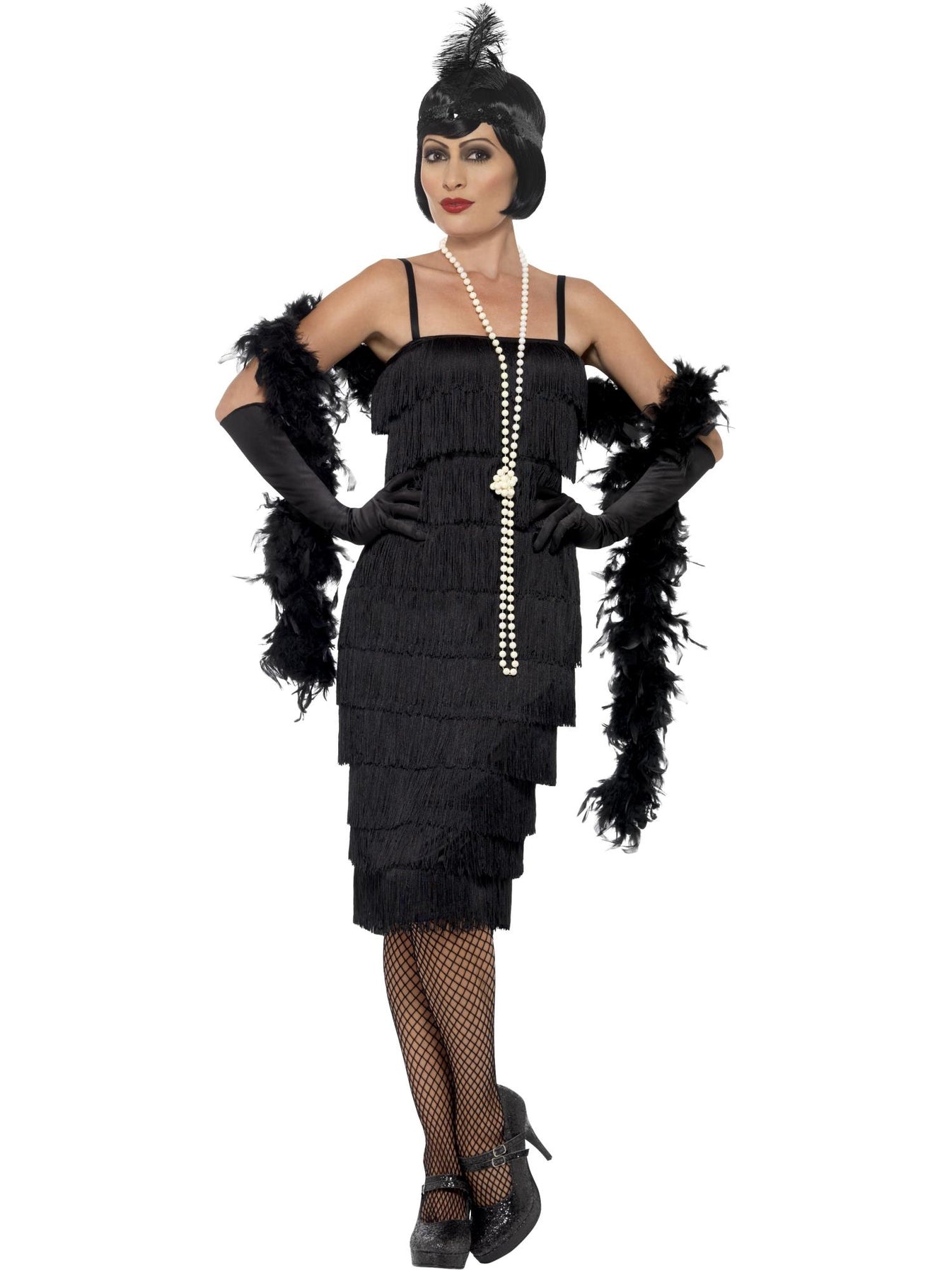 Flapper Costume, Black, with Long Dress – Smiffys