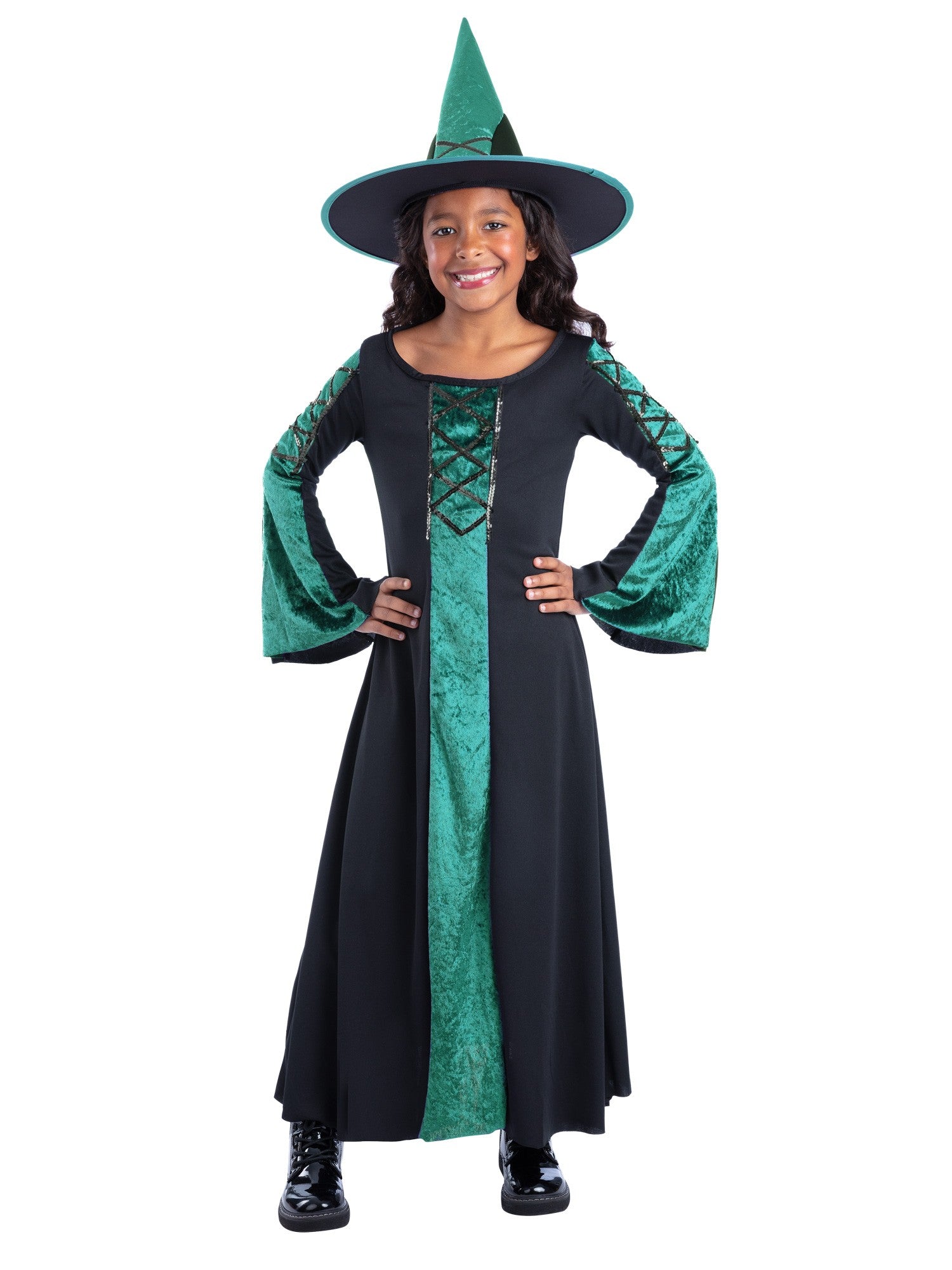 Bewitched Green Kids Costume, with Dress & Hat – Smiffys